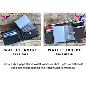 Set of 2 Heavy Duty Vinyl 6 Pages Insert for Bifold or Trifolds Wallet MADE IN USA