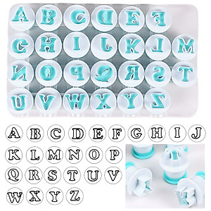 Alphabet Letter Numbers Cake Mould Set, BENBO 36 Pieces Fondant Cake Sugar Craft Cookies Stamp Impress Embosser Plunger Cookie Cutter Mold Biscuit Decorating Tools