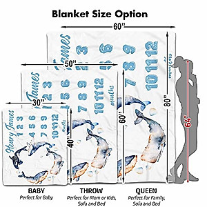 Personalized Whale Baby Blanket,Whale Blanket,Baby Blanket Whale,Baby Whale Security Blanket,Baby Whale Theme,MIlestone Whale Blanket For Kids,Swaddle Blanket Whale,Baby Boy Whale, Baby Blanket Ocean