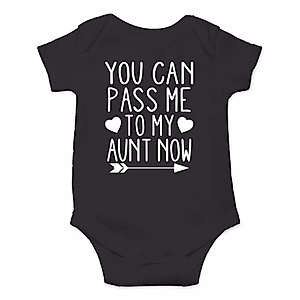 AW Fashions You Can Pass Me To My Aunt Now Baby Bodysuit Adorable Newborn Apparel Boy or Girl Clothing (12 Months, Black)