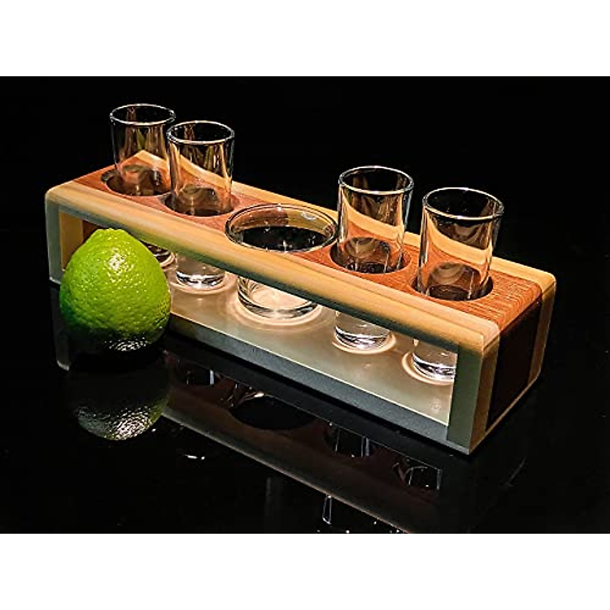 Tequila Shot Glass Serving Tray | Shot Flight, Shot Caddy, Shot Glass Set, Shot Glass Display and Storage … (Center Dish)