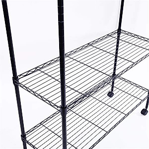 MAXMYE 5-Layer Iron Shelf, Shelving Storage Unit on 1.5'' Wheel Casters, Metal Organizer Wire Rack, Plastic Coated Storage Cabinet (35.43" x 13.78" x 65") for Living Bedroom/Kitchen/Office