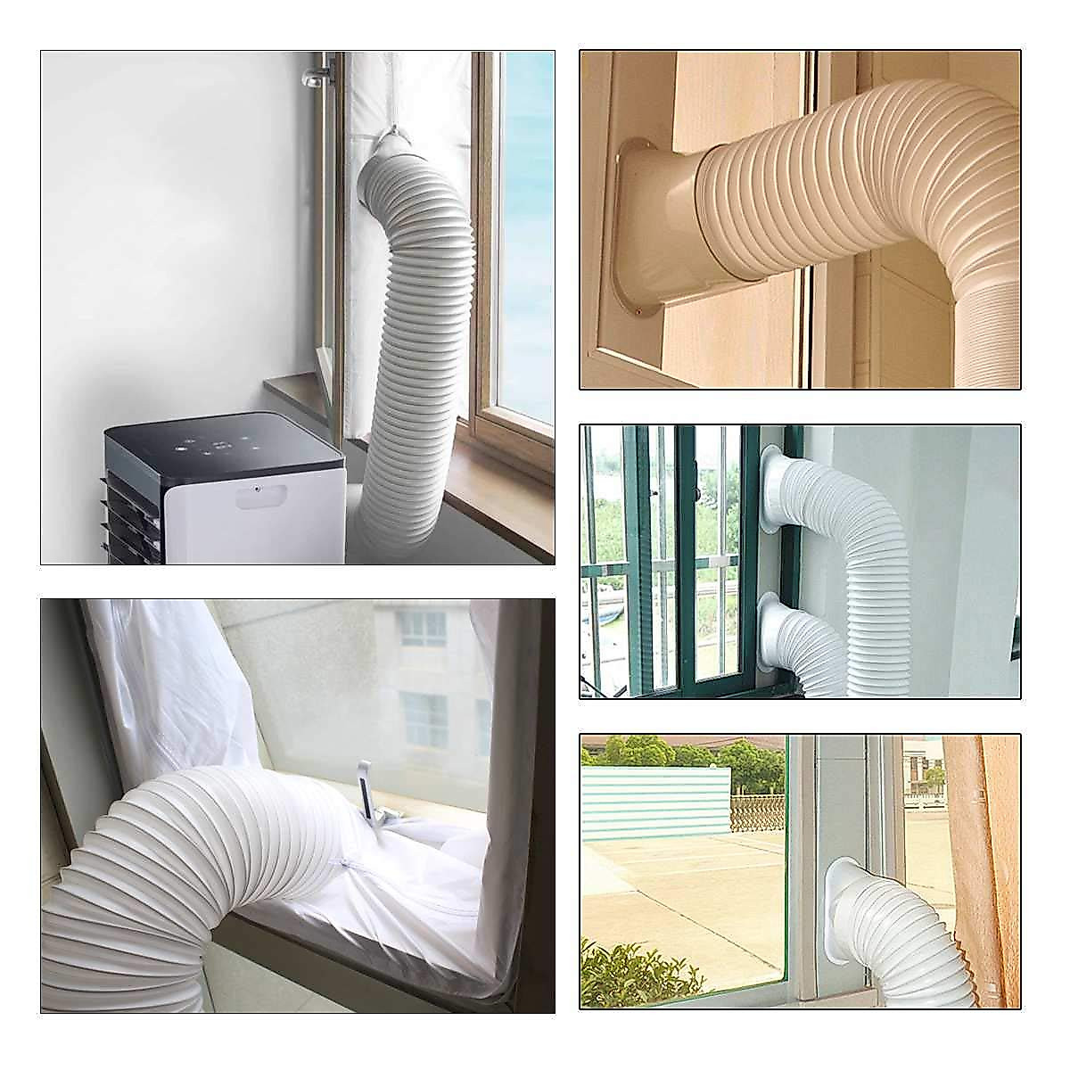 Bysameyee Portable Air Conditioner Hose Extention Coupler, Universal 5.9 Inches (150MM) AC A/C Exhaust Vent Hose Connector Coupling Fits Clockwise and Counter-Clockwise 5.9” Thread Hose