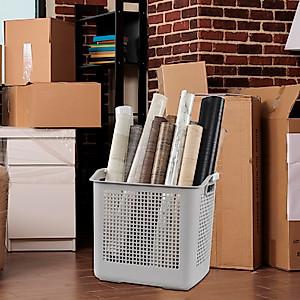 Xeabia 42 L Plastic Dirty Clothes Hampers with Handles, Large Plastic Laundry Baskets, Gray, 4 Packs