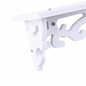 EBTOOLS Floating Shelf, White Shabby Chic Filigree Style Shelves Cut Out Design Wall Shelf Home