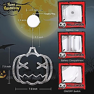 Halloween Decorations,5 Packs with Pumpkin,Ghost,Spider,Witch's Hat,Spider Web Halloween Window Lights with Suction Cup & Hooks,Battery Operated Indoor Window Hanging Lights for Night Window Decor