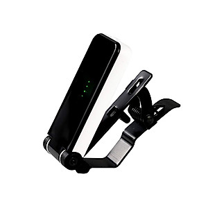 FLAMMA Guitar Tuner Clip On Tuner for Electric Guitar Bass Tuner Ukulele Tuner Power Saving Mode LED Display Metal Clip (White)