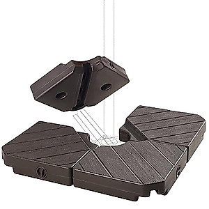 FRUITEAM Patio Cantilever Umbrella Base Weight, 4-Piece Offset Umbrella Base Stand Heavy Duty, Wind-Resistant, Water & Sand Filled Base Up to 180 LBS
