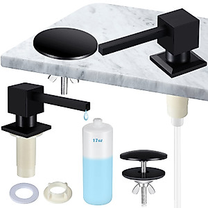 2 Pieces Matte Black Soap Dispenser for Kitchen Sink and 2 Inch Sink Hole Cover Set Countertop Dish Pump Head Sink Soap Dispenser with 17 oz Bottles Stainless Steel Faucet Hole Cover Sink Accessories