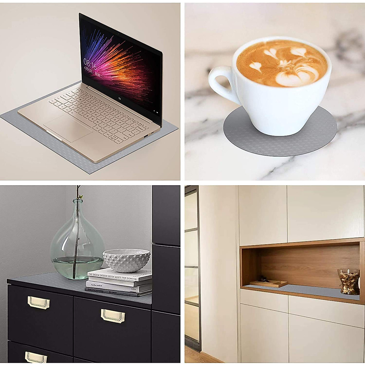 HOMEMA Shelf Liners Drawer Liner for Kitchen Cabinets, Non-Slip Drawer Liners for Kitchen, Non-Adhesive Cabinet Liner Mat Wire Shelf Liner for Shelves, Storage, Desks(17.5" x 59" x 3) - Grey