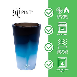 Silipint: Silicone Pint Glasses: 2 Pack Moon Beam - 16oz Unbreakable Cups, Flexible, Sustainable, Hot/Cold, Non-Slip Easy Grip