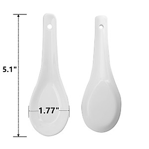 Yopay 24 Pack Soup Spoon Ceramic Asian Ramen Spoons, 5 Inch White Porcelain Spoons for Appetizer Wonton Dumpling Miso, White