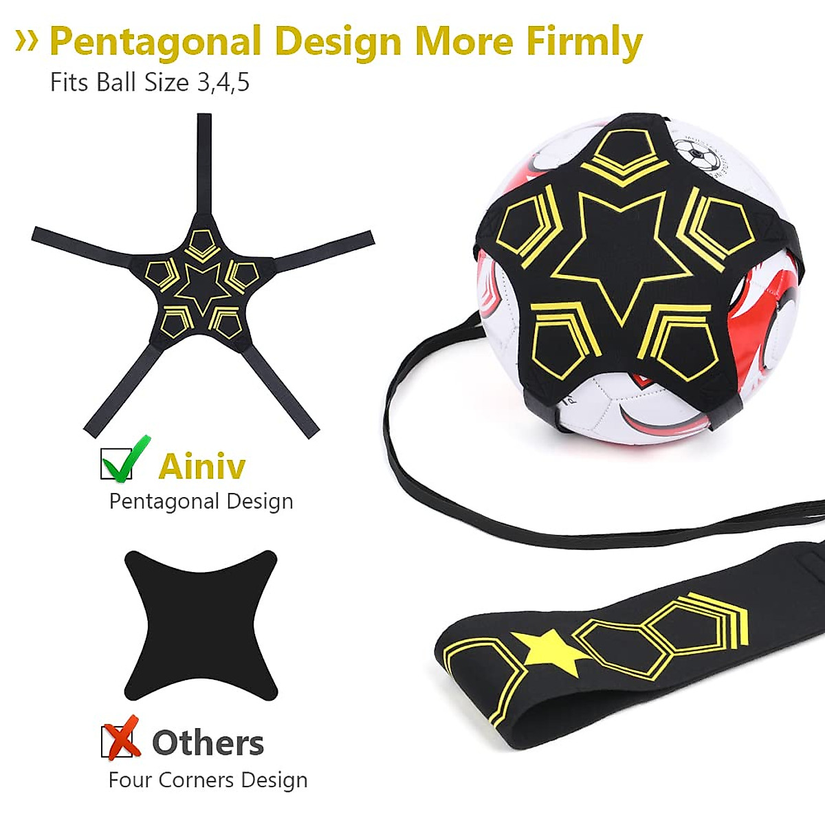 Ainiv Soccer Ball Net Kicker,Soccer Bungee Trainer, Football Kick Trainer, Juggling Soccer Ball Holder,Training Aid Football Skills Practice for Kids Adults, for Size 3 4 5 Footballs