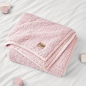 UGG 25110 Blakely Baby Blanket Comfy Cozy Machine Washable Luxury Throw Blankets for Newborn Babies Plush Sherpa Blankie Soft Gentle on Skin, 41 x 31-Inch, Pink Shell