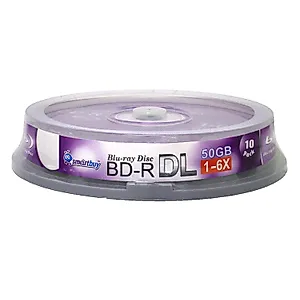 Smartbuy 40-disc 50gb 6X Blu-ray Bd-r Dl Dual Layer Double Layer Logo Top Surface Blank Data Video Recordable Media Disc with Cakebox/Spindle Packing