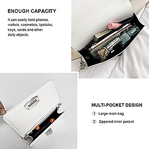 AMHDV Small Quilted Clutch Purse for Women Designer Evening Chain Shoulder Bag and Handbag Leather (White)