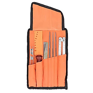 Emoshayoga Chainsaw File Tool Kit, Easy to Carry Fast Filing and Cutting Chainsaw Sharpener File Set 10Pcs Original Wood Handle for Craft for Garden