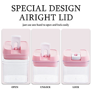 Rubtlamp Airtight Food Storage Container with Easy Lock Lids, 10Pcs Kitchen & Pantry Organization for Cereal, Dry Food, Flour and Sugar, Pasta Containers for Pantry, Includes 10 Labels & 1 Pen(Pink)