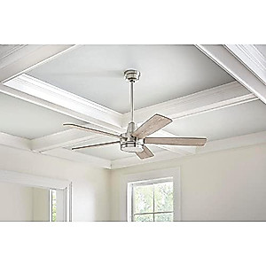 Hampton Bay Fanelee 54 in. White Color Changing Integrated LED Brushed Nickel Smart Ceiling Fan with Light Kit and Remote Control