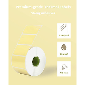 Phomemo 2.25”x1.25” Yellow Direct Thermal Labels, Self-Adhesive Thermal Stickers Labels, Thermal Printer Labels for Address, Logo, Shipping, Barcodes, QR Code (1000 Labels/Rolls,1 Rolls）