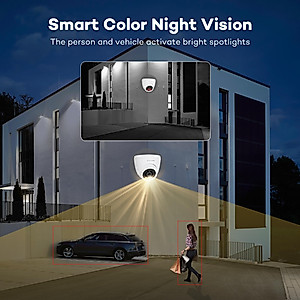 ONWOTE 4K 8MP PoE IP Camera, Smart AI Human Vehicle Detection Activate Bright Spotlights, 128° Wide Viewing Angle, Indoor/Outdoor, 100ft IR, Add on Camera