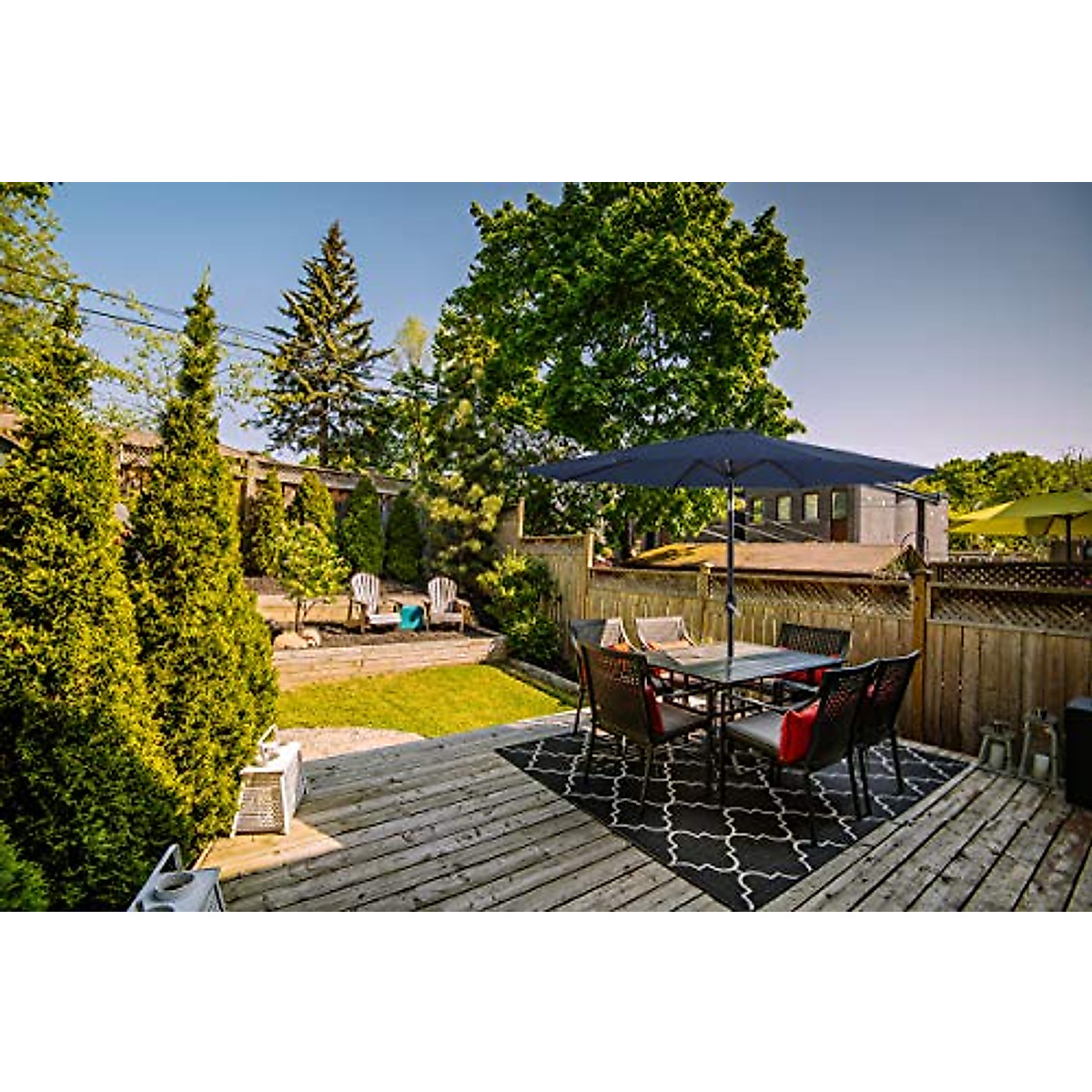 PHI VILLA 10ft Patio Umbrella Clearance, Outdoor Market Table Umbrellas with 8 Ribs and Push Button Tilt for Garden Deck & Poolside, Navy Blue