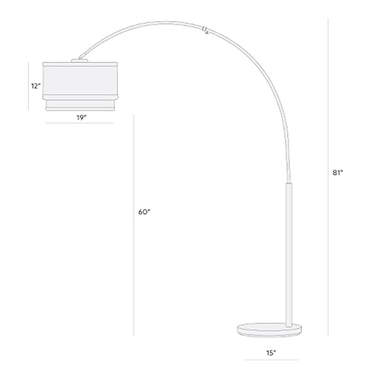 Brightech Mason Arc Floor Lamp - Modern Corner Standing Lamp with Unique Hanging Drum Lamp Shade for Living Room - Bright Overhead, Curved Hanging Light for Bedroom. Library, Den - Bronze