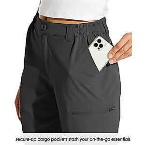 Willit Women's 10" Hiking Cargo Shorts Stretch Golf Active Long Shorts Quick Dry Outdoor Summer Shorts Deep Gray M