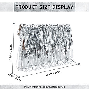 KUANG! Women Sparkling Glitter Evening Clutch Handbag Clutch Bag Sequin Tassels Purse Handbags for Party