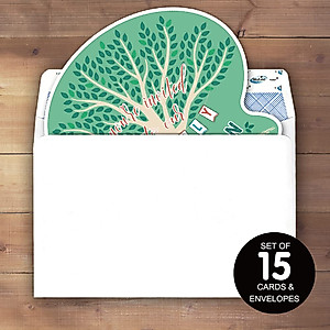 Haizct 15 Pack Family Tree Reunion Shaped Fill-In Invitations with Envelopes,Family Gathering Party,Greenery,Bridal Shower Invitations,Baby Shower,Wedding Invitation Cards(YXK053)