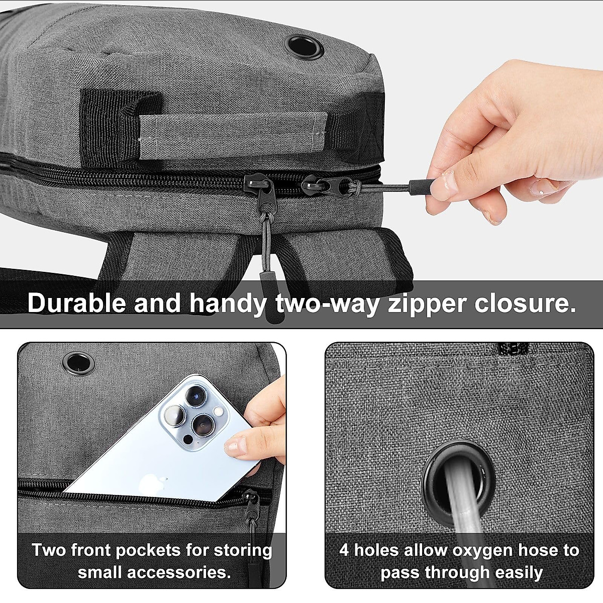 iGuerburn Oxygen Tank Backpack Size D, Portable Oxygen Backpack for D/M15 JD/M22 Cylinder Bag O2 Tank Carrier Holder for Travel (Grey)