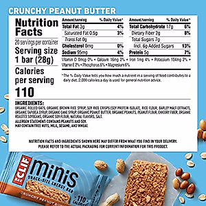 CLIF BARS - Mini Energy Bars - Crunchy Peanut Butter -Made with Organic Oats - Plant Based Food - Vegetarian - Kosher (0.99 Ounce Snack Bars, 20 Count)