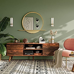 WLIVE TV Stand for 55 60 inch TV, Mid Century Modern TV Console, Entertainment Center with Storage for Living Room, Retro Brown