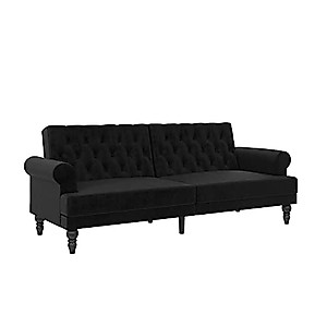 Novogratz Cassidy Upholstered Futon, Black Velvet
