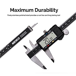 NEIKO 01407A Electronic Digital Caliper | 0-6 Inches | Stainless Steel Construction with Large LCD Screen | Quick Change Button for Inch/Fraction/Millimeter Conversions