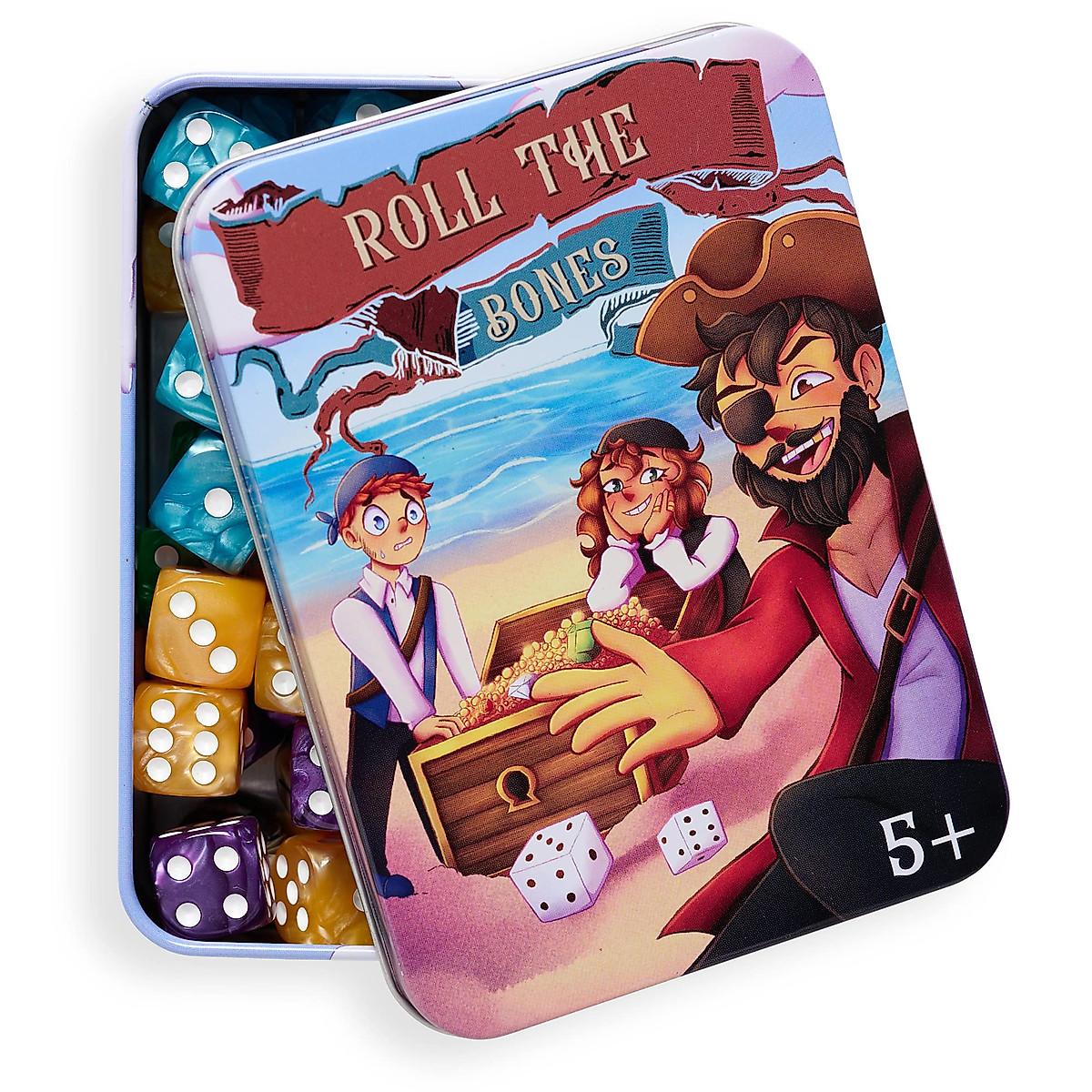 Roll The Bones Dice Game for Kids, Fast-paced Dice Game for Family Game Night, 2-6 Players Aged 5+, Pirate Dice Kids Games, Fun Family Game for Adults and Family, Easy to Learn