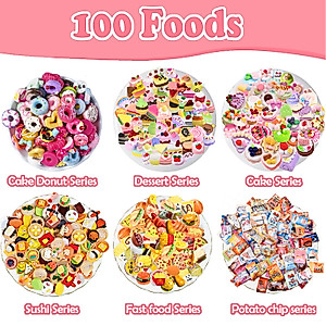 150Pcs Miniature Food Drinks Bottles Dollhouse Accessories 1:12 Mini Stuff Things Toy Set Dollhouse Pretend Kitchen Play Game Tiny Baking Hamburger Bread Ice Cream Cake Tableware