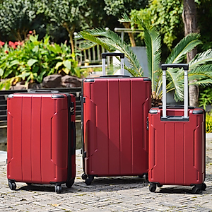 Merax 20 Inch Carry On Luggage with Wheels Aluminum Alloy Corner Hard Shell Suitcase TSA Luggage Suitcases for Travel Woman Men(Red)