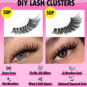 Lash Extension Kit 30D&50D Eyelash Extension Kit D Curl Lash Clusters Kit with Lash Bond and Seal 560 Pcs Natural Lashes Extension Kit with Lash Tweezers by Calphdiar (30D+50D-D-8-16MIX KIT)
