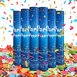 Biodegradable Confetti Cannon 6 Pack Multicolor Confetti Poppers 12Inch Party Poppers Confetti Shooters for Wedding Birthday Graduation Decorations Class of 2024 New Year's Eve and Any Celebrations