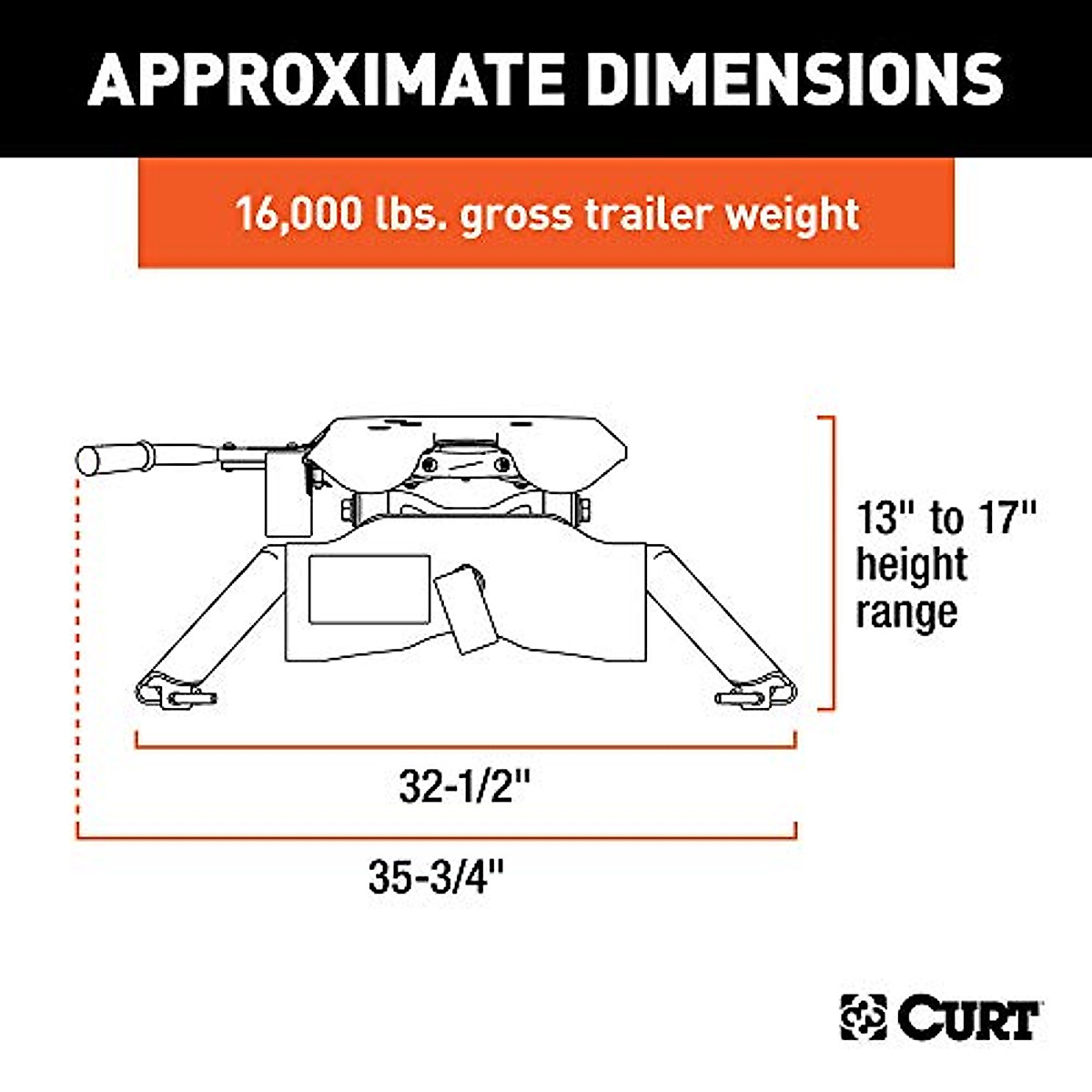 CURT 16120 A16 5th Wheel Hitch, 16,000 lbs
