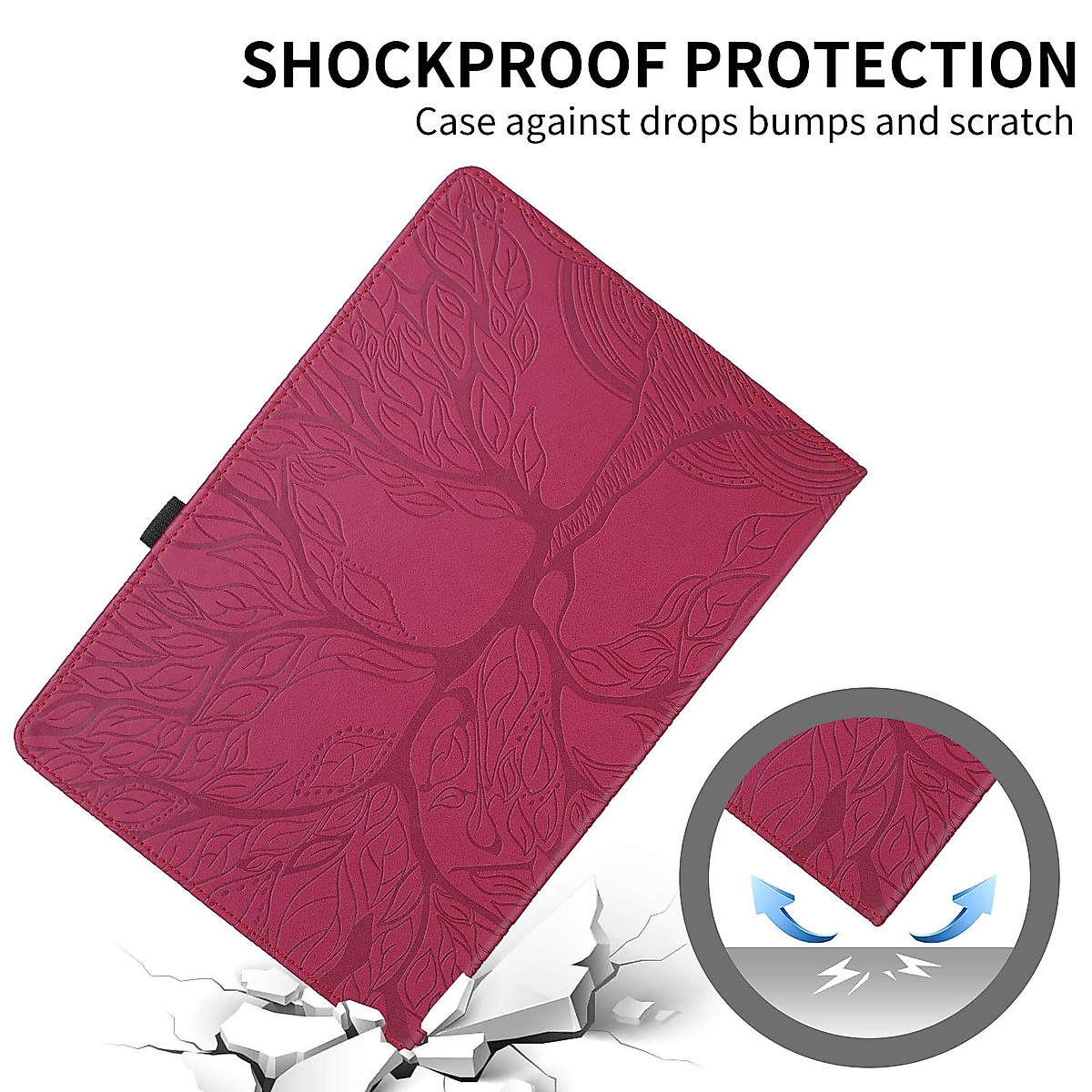 SLLMYYX 360 Degree Rotating Tablet Case Compatible with Samsung Galaxy Tab S6 Lite 10.4 SM-P610 2020 Release, Life Tree Slim Folio Stand Cover (Red)