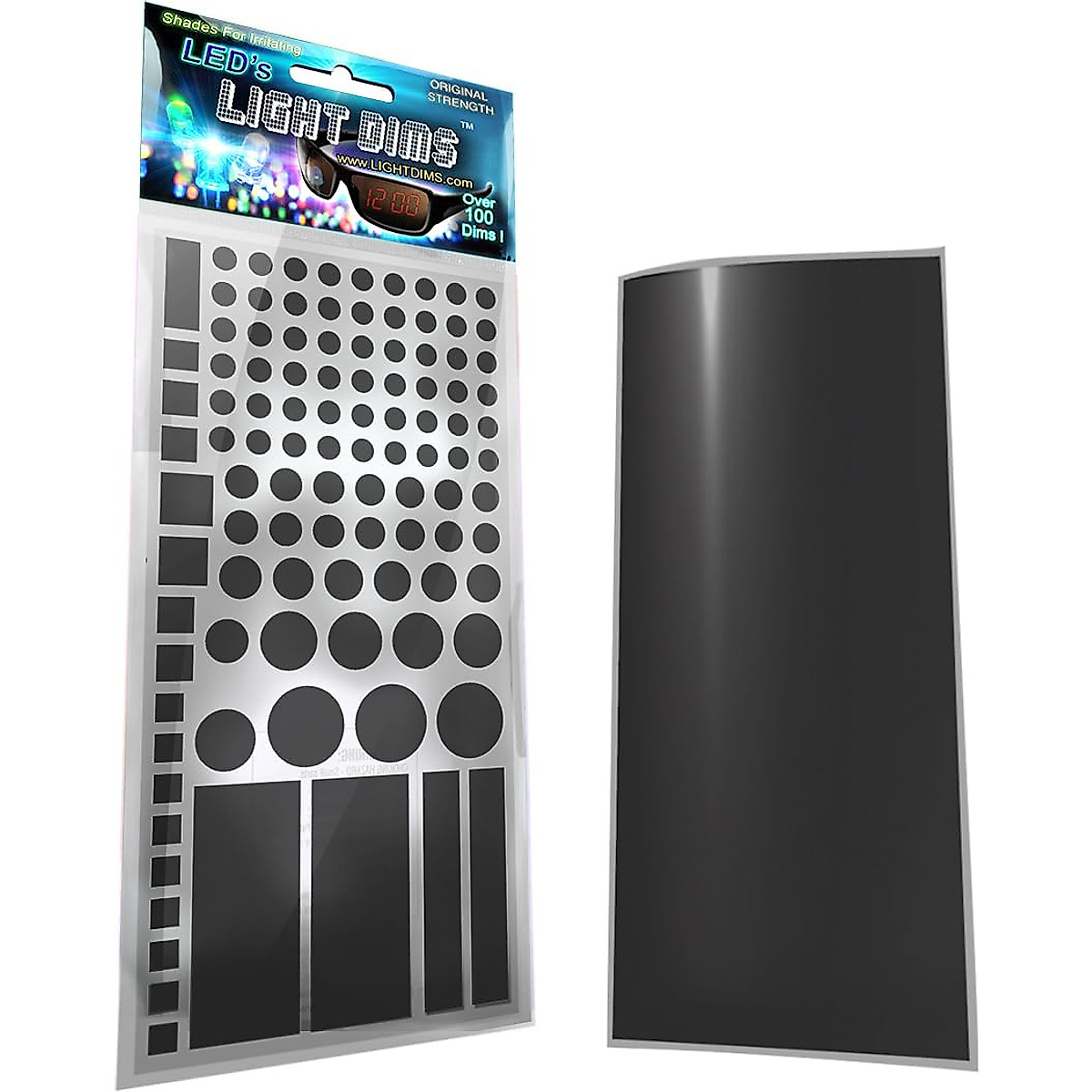 LightDims Original Strength Light Dimmer LED Covers (2 Sheets) Shapes & Uncut Sheet for Electronics & Appliances & More. Professional Retail Packaging