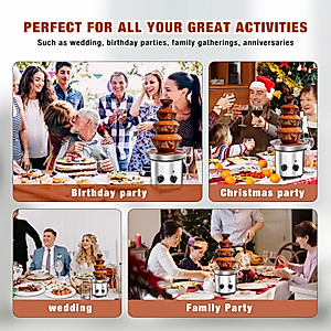 FUNYEE Chocolate Fountain Machine, 3.4 lbs 4-Tier Electric Chocolate Fondue Fountain Set with 10PCS Forks, Stainless Steel Cheese Fountain Melting Pot for Chocolate Candy, Ranch, Nacho Cheese