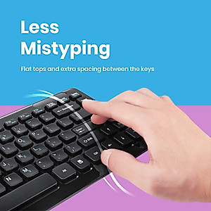 Perixx Periduo-707 Wireless Mini Keyboard and Mouse Set, Piano Black, US English Layout, 10900