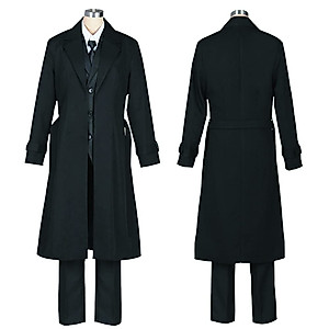 Lmetsky Dazai Osamu Cosplay,Dazai Osamu Costume Outfit Black Suit Dazai Cosplay Costume Yellow Uniform With Wig Halloween