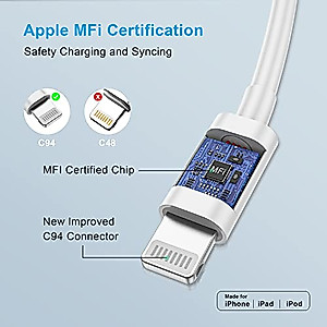 iPhone Charger 6ft 4Pack Apple Charging Cord [Apple Mfi Certified] Lightning Cable 6 Feet Long Cord,Fast iPhone Charging Cable for Apple iPhone 13 Pro Max/12 Mini/11/XR/Xs/X/8/7/6 Plus/5/iPad Air