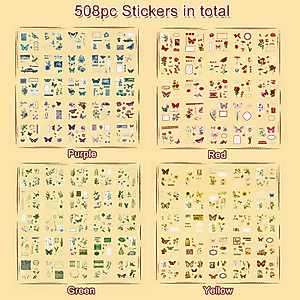 AIERSA Vintage Scrapbooking Journaling Supplies Kit,508Pcs Butterfly Flowers Nature Aesthetic Stickers for DIY Scrapbook,Art Journaling, Junk Journals, Bullet Journaling