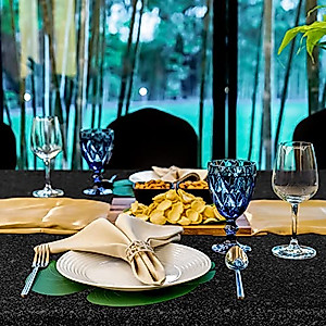 3 Pcs Black Sequin Glitter Tablecloth 54 x 108 Inch Sparkly Shimmer Shiny Waterproof Rectangle Table Cover for Wedding Birthday Graduation Decorations