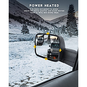 OCPTY Towing Mirrors with Power Heated Left Right Side Tow Mirrors Compatible with 1998-2001 for Ram 1500 1998-2002 for DODGE for Ram 2500 3500 with Black Housing with Mounting Brackets